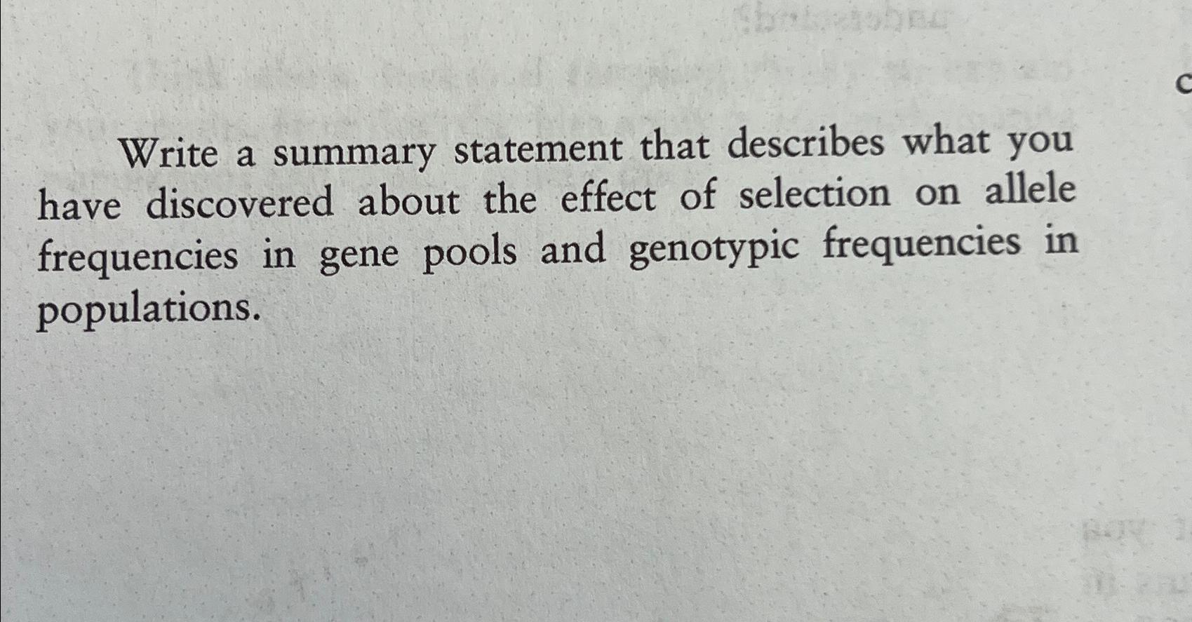 Solved Write a summary statement that describes what you | Chegg.com