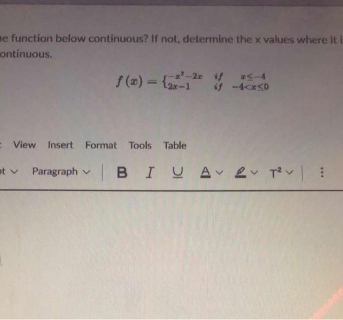 Solved ne function below continuous? If not, determine the x | Chegg.com