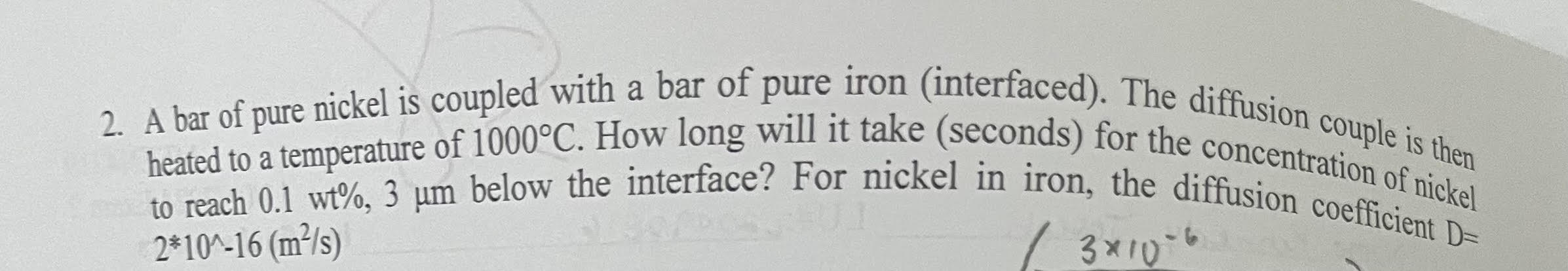 Solved A bar of ﻿pure nickel is ﻿coupled with a bar of ﻿pure | Chegg.com