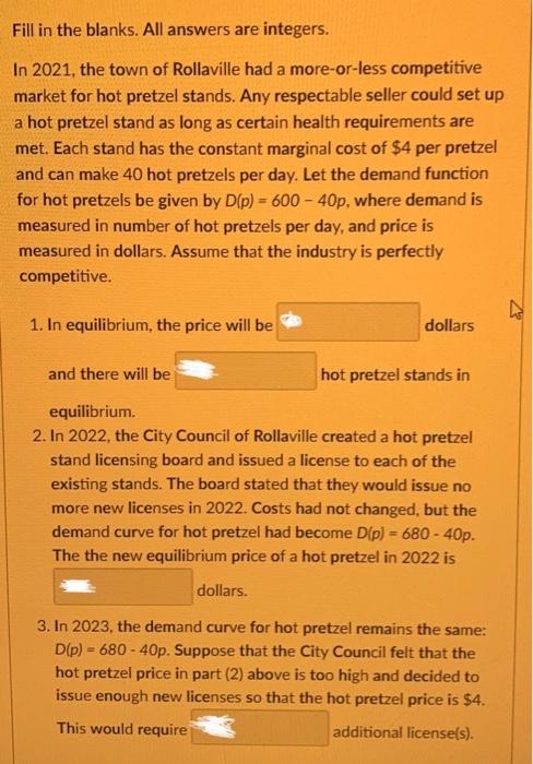 Solved Fill in the blanks. All answers are integers. In | Chegg.com