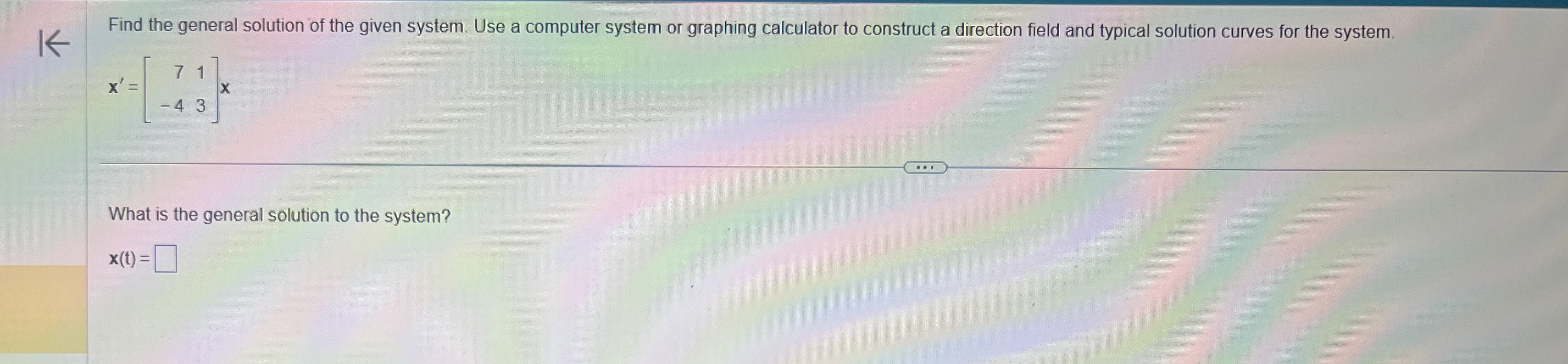 Solved Find the general solution of the given system. Use a | Chegg.com