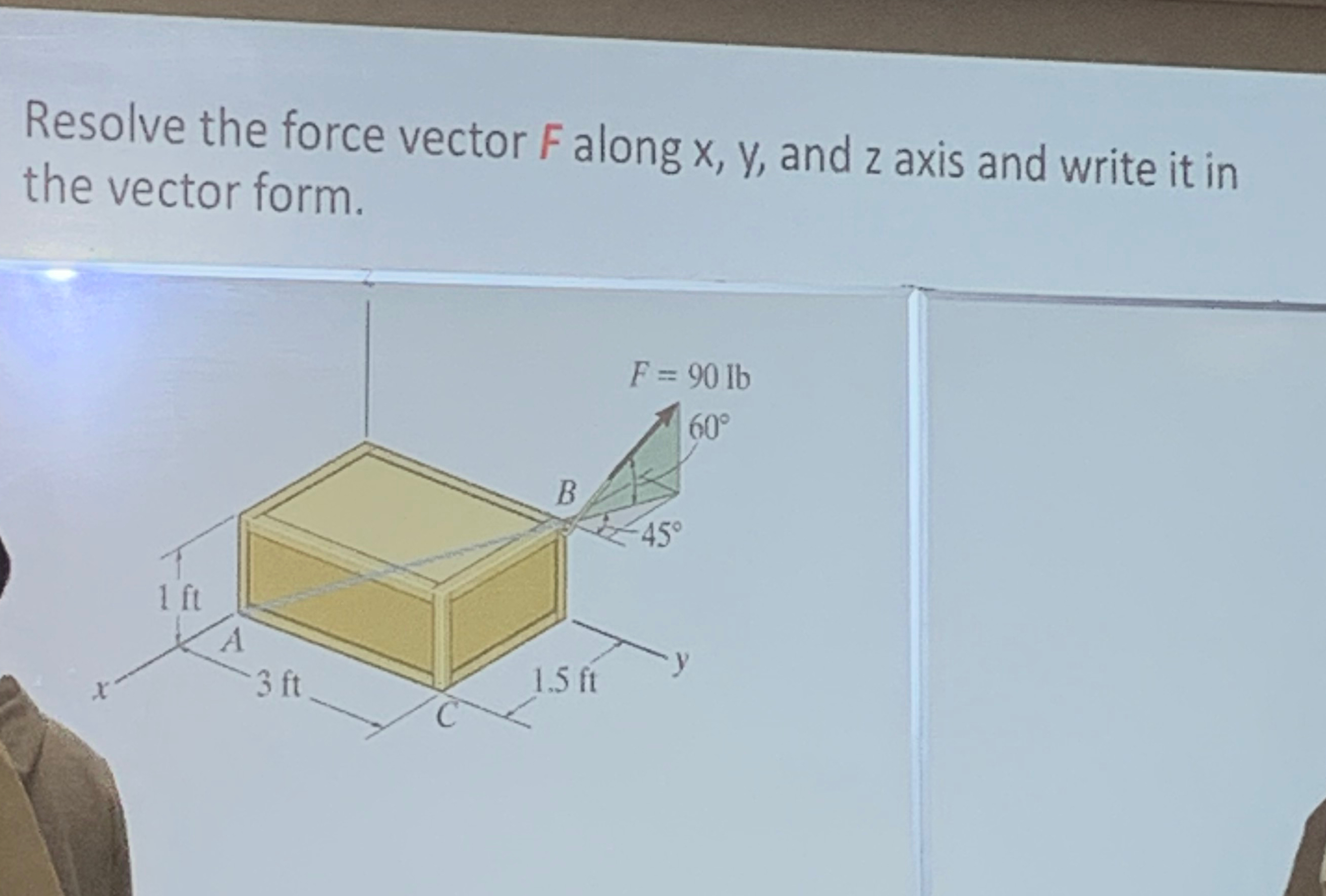 Solved Resolve the force vector F ﻿along x,y, ﻿and z ﻿axis | Chegg.com