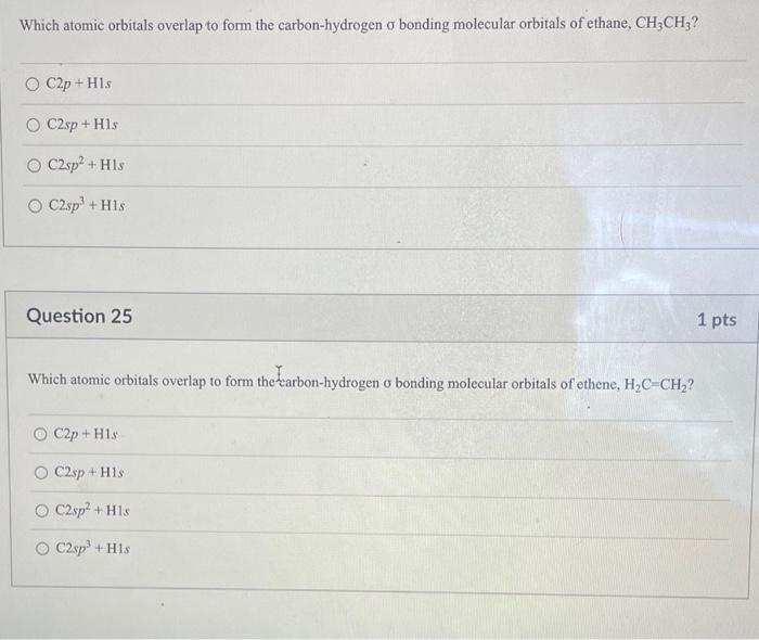 Solved Which Atomic Orbitals Overlap To Form The