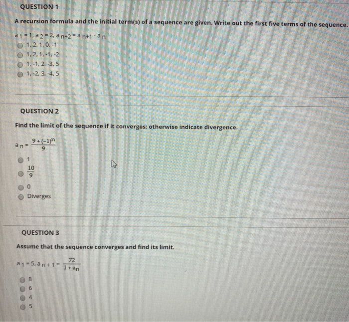 Solved QUESTION 1 A recursion formula and the initial | Chegg.com