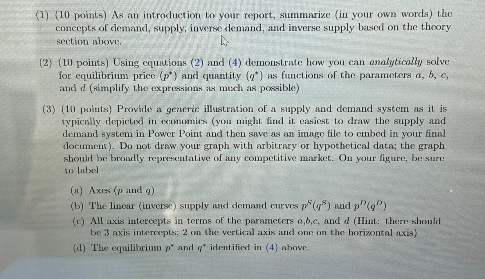 Solved (1) (10 ﻿points) ﻿As an introduction to your report, | Chegg.com