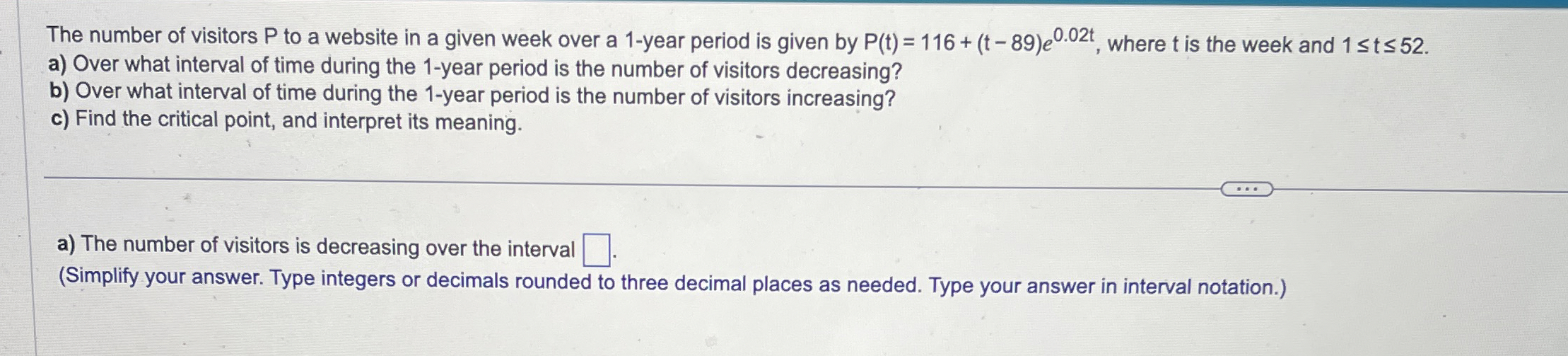 Solved The number of visitors P to a website in a given week | Chegg.com