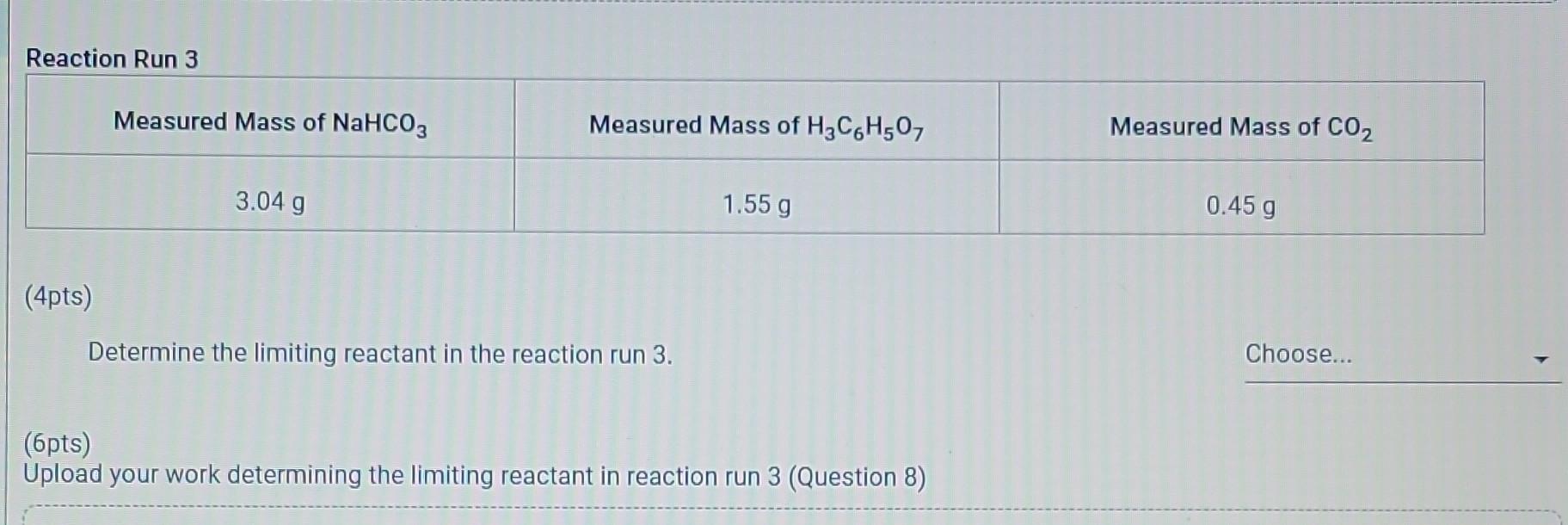 Solved Reaction Run 3 \begin{tabular}{|c|c|c|} \hline | Chegg.com