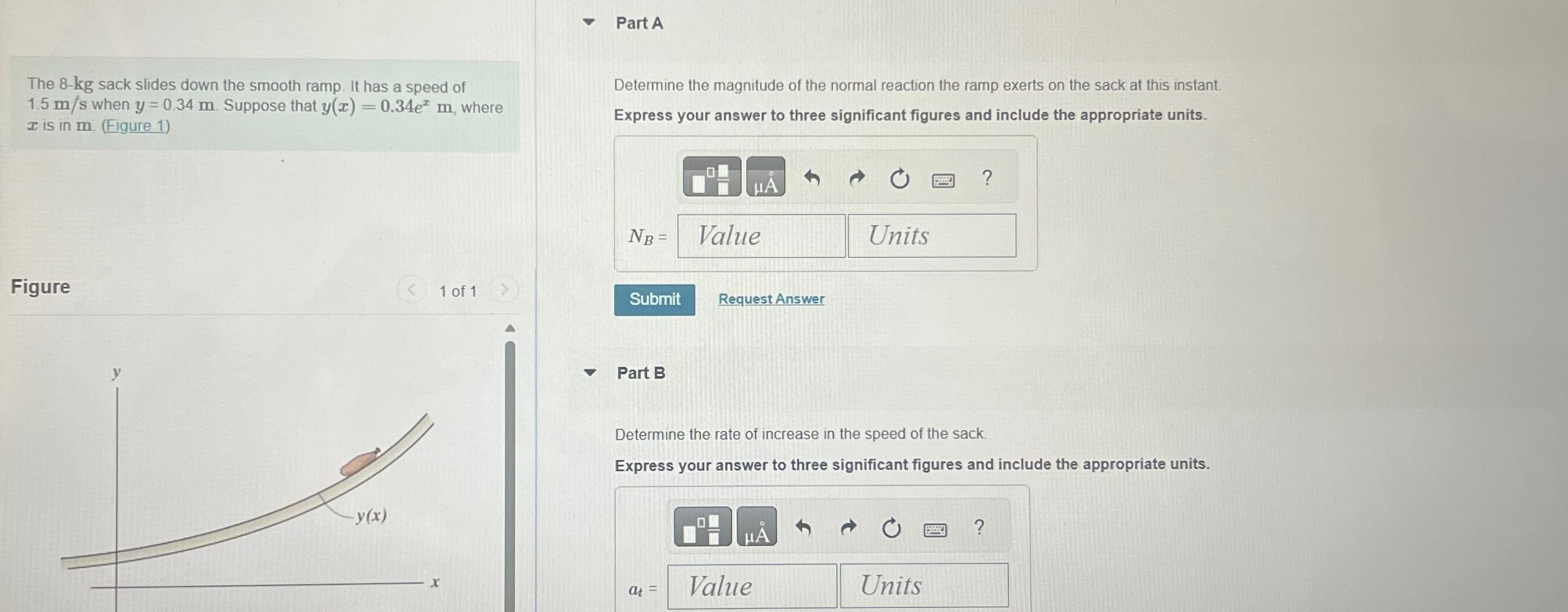Solved Part AThe 8-kg sack slides down the smooth ramp. It | Chegg.com