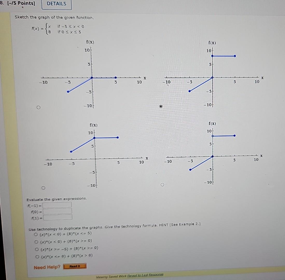 Solved Sketch the graph of the given function. f(x)={x8 if | Chegg.com
