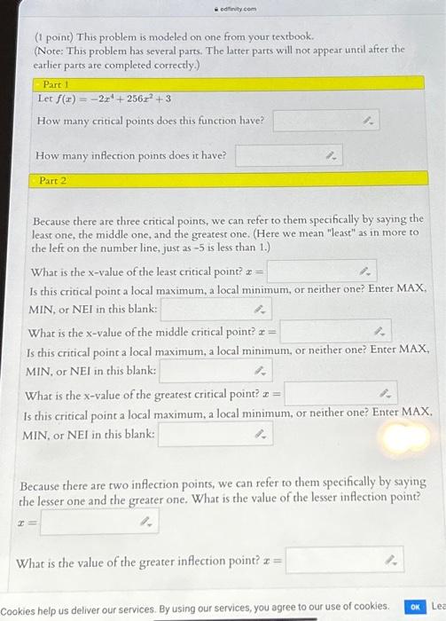 Solved (1 point) This problem is modeled on one from your | Chegg.com