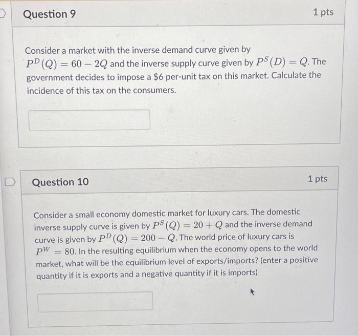 Solved Consider a market with the inverse demand curve given | Chegg.com