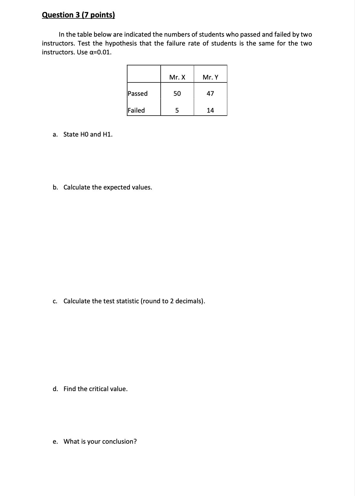 Solved Question 3 (7 ﻿points)In the table below are | Chegg.com
