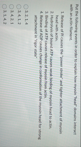 Solved Put the following events in order to explain how | Chegg.com