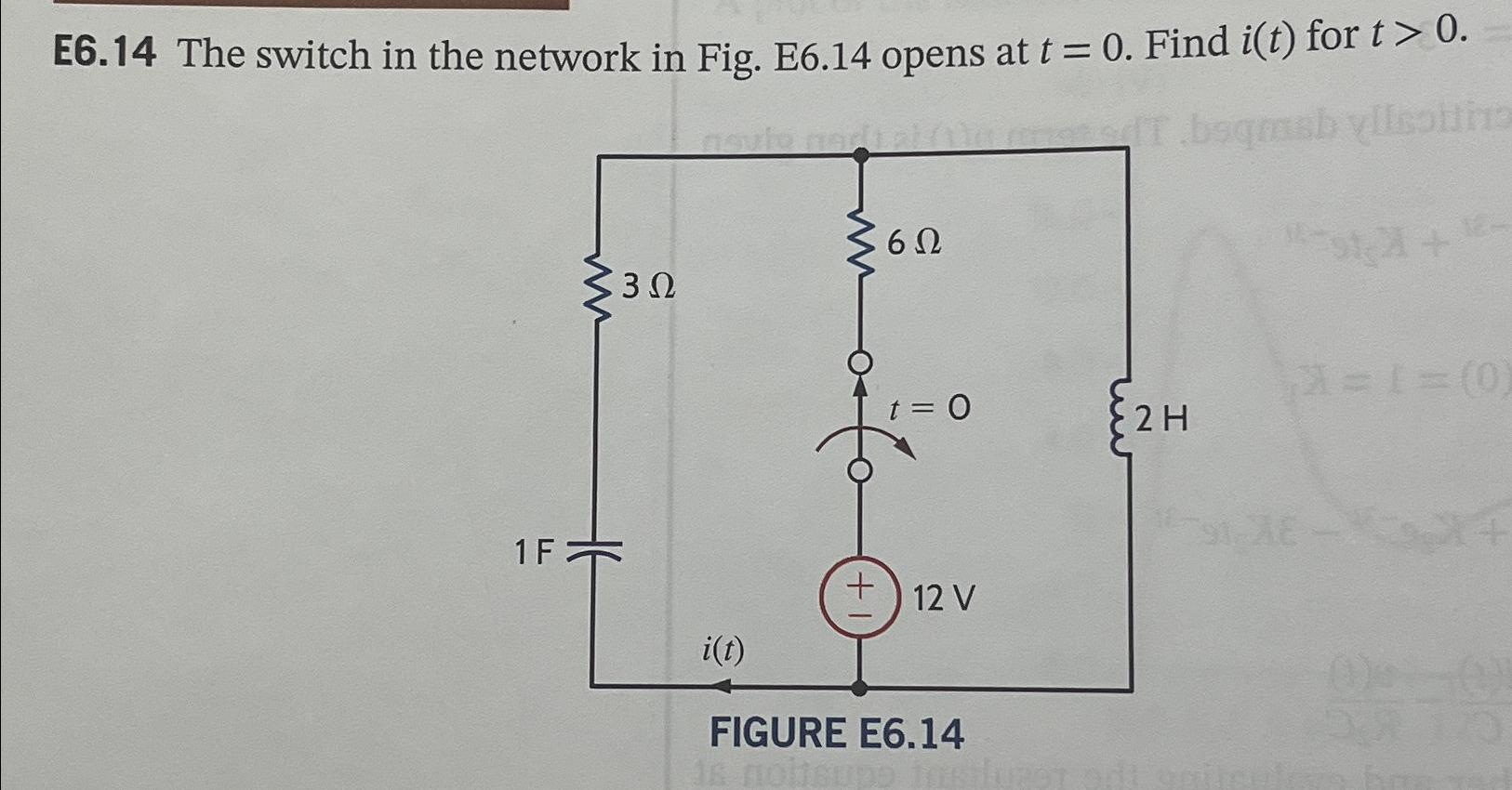 E6.14 ﻿The switch in the network in Fig. E6.14 ﻿opens | Chegg.com