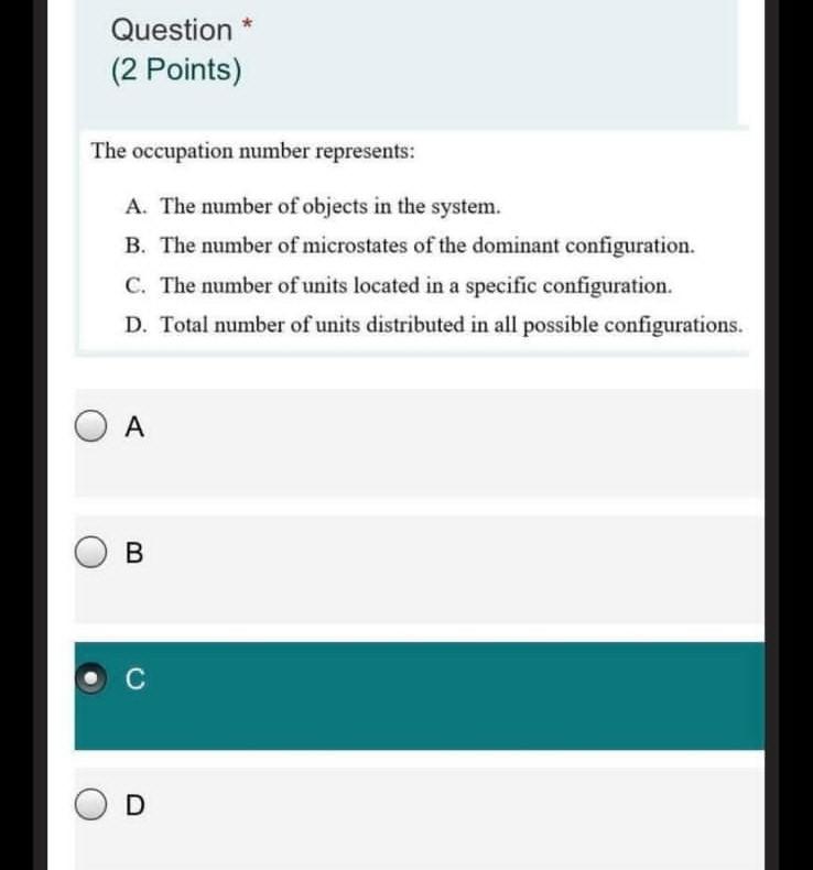Solved Question * (2 Points) The occupation number | Chegg.com
