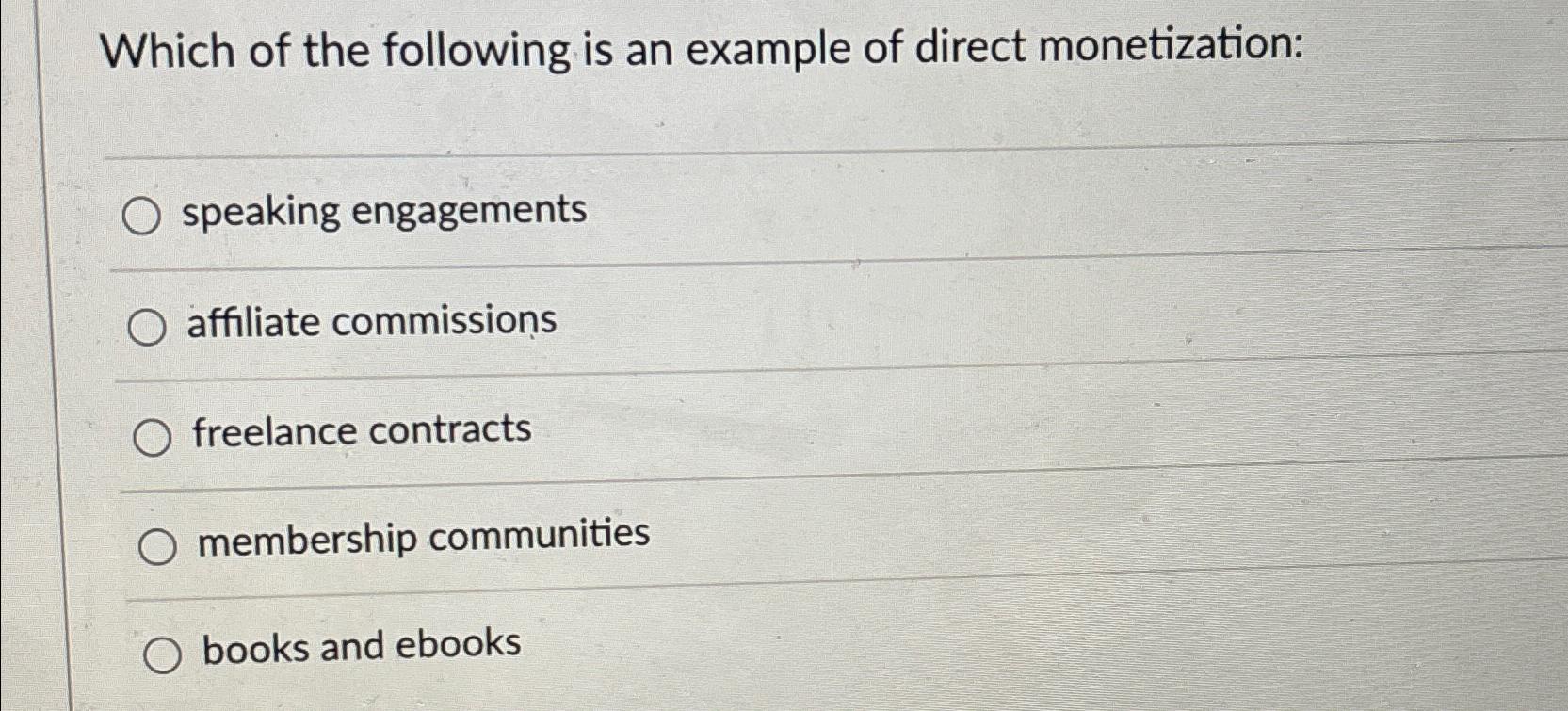 Solved Which of the following is an example of direct | Chegg.com