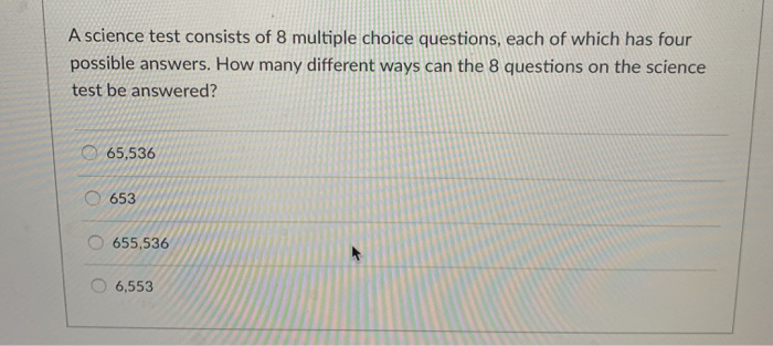 Solved A science test consists of 8 multiple choice | Chegg.com