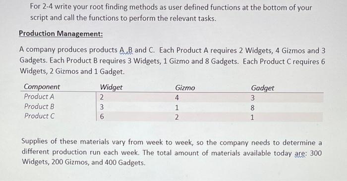 Solved For 2-4 write your root finding methods as user | Chegg.com