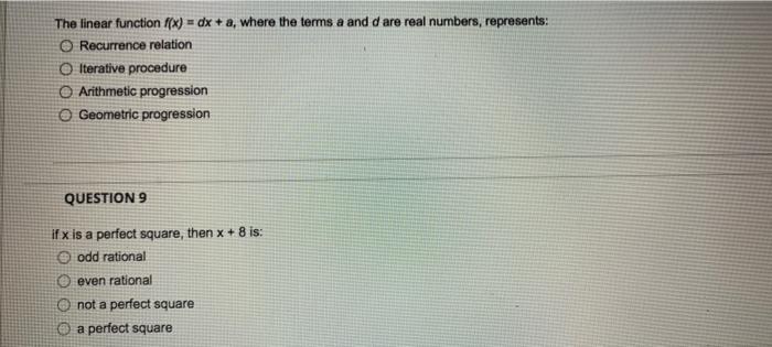 Solved The linear function f(x) = dx + a, where the terms a | Chegg.com