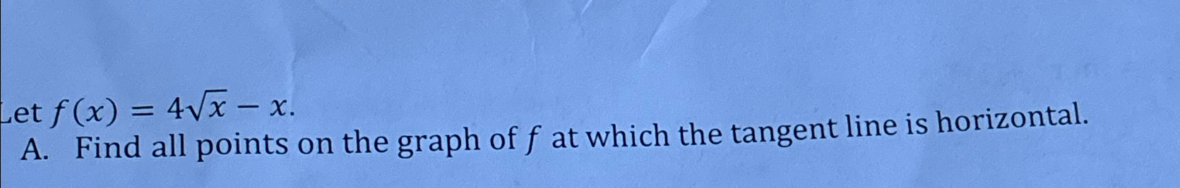 Solved Let f(x)=4x2-xA. ﻿Find all points on the graph of f | Chegg.com