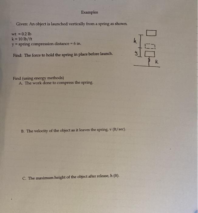 Solved Examples Given: An object is launched vertically from | Chegg.com