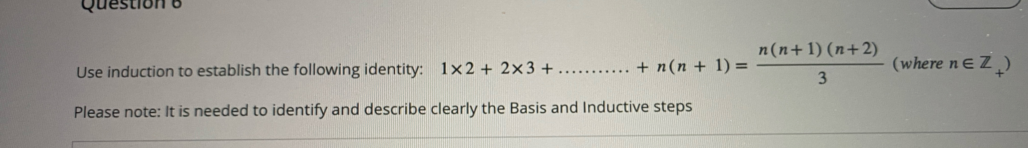 Solved Use induction to establish the following identity: | Chegg.com