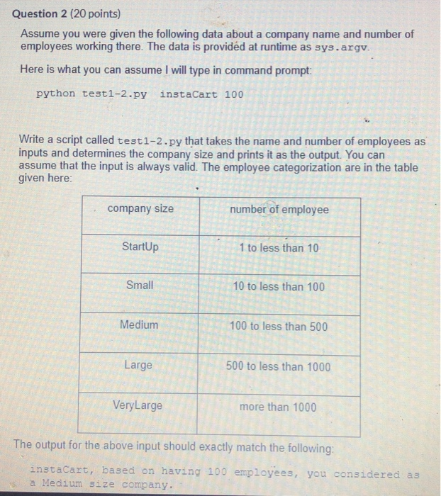 Solved Question 2 (20 points) Assume you were given the | Chegg.com