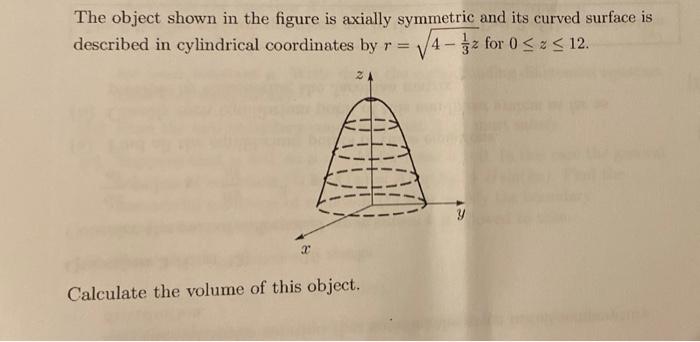Solved The object shown in the figure is axially symmetric | Chegg.com