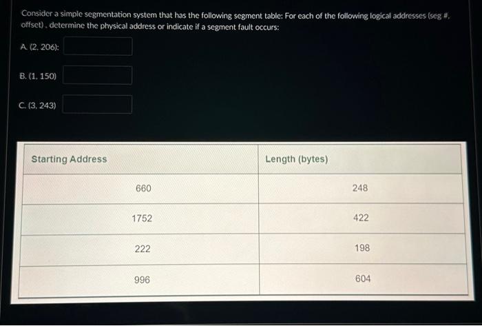 Solved Consider a simple segmentation system that has the | Chegg.com Solved Consider a simple segmentation system that has the | Chegg.com