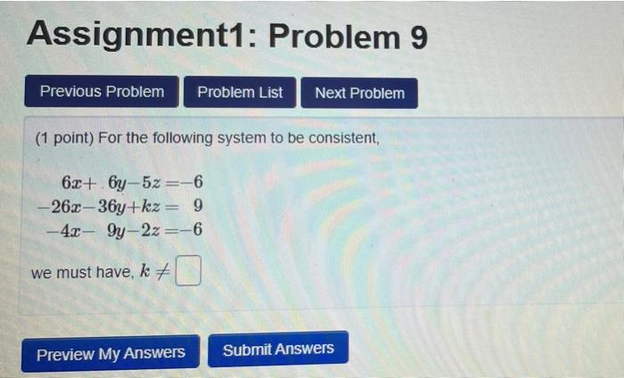 Solved Assignment1 Problem 9 Previous Problem Problem List 