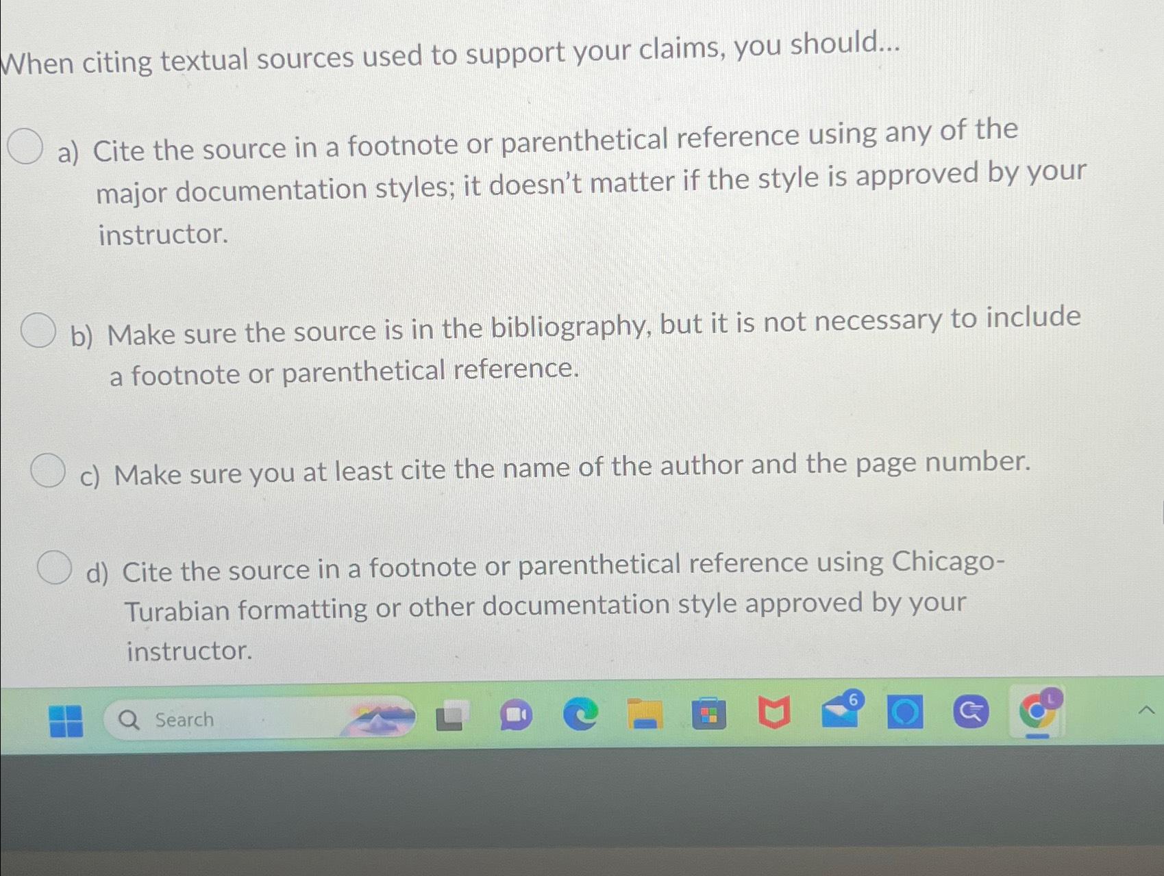 Solved When citing textual sources used to support your | Chegg.com