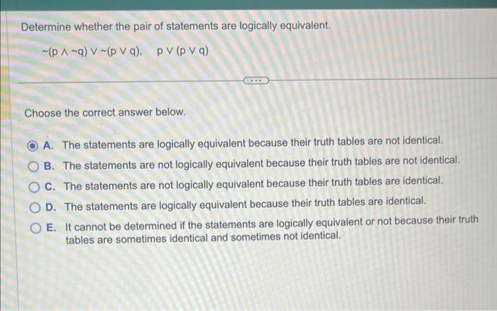 Solved Determine whether the pair of statements are | Chegg.com