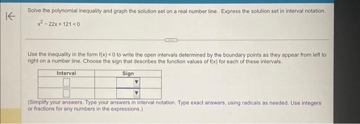 Solved Solve the polynomial inequality and graph the | Chegg.com