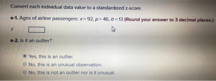 Solved Convert each individual data value to a standardized | Chegg.com