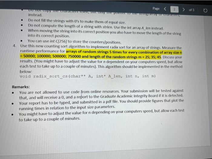 Solved Part 2: Radix-sort on strings (80 points) The class | Chegg.com