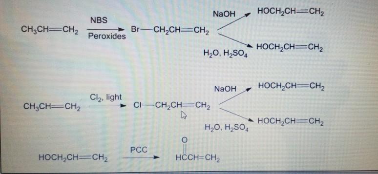 Solved HOCH2CH=CH2 CH2CH=CH2 NaOH NBS Br-CH2CH=CH2 Peroxides | Chegg.com