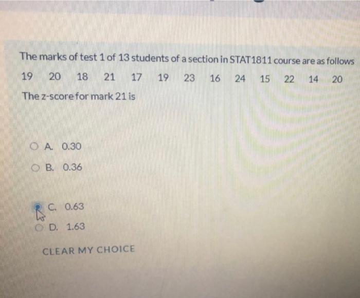 Solved The marks of test 1 of 13 students of a section in | Chegg.com