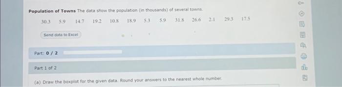 Solved (s) Draw the boxplot for the given data. Round your | Chegg.com