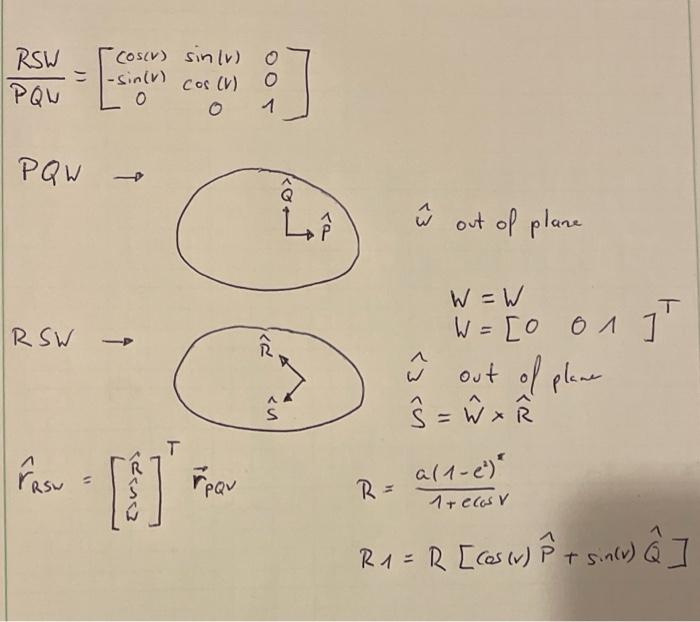 Calculate from PQW to RSW coordinate transformation. | Chegg.com