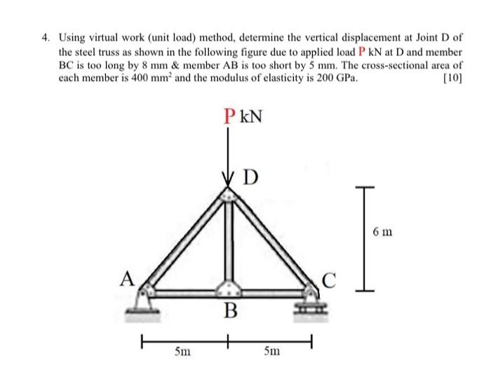 Solved 4. Using virtual work (unit load) method, determine | Chegg.com