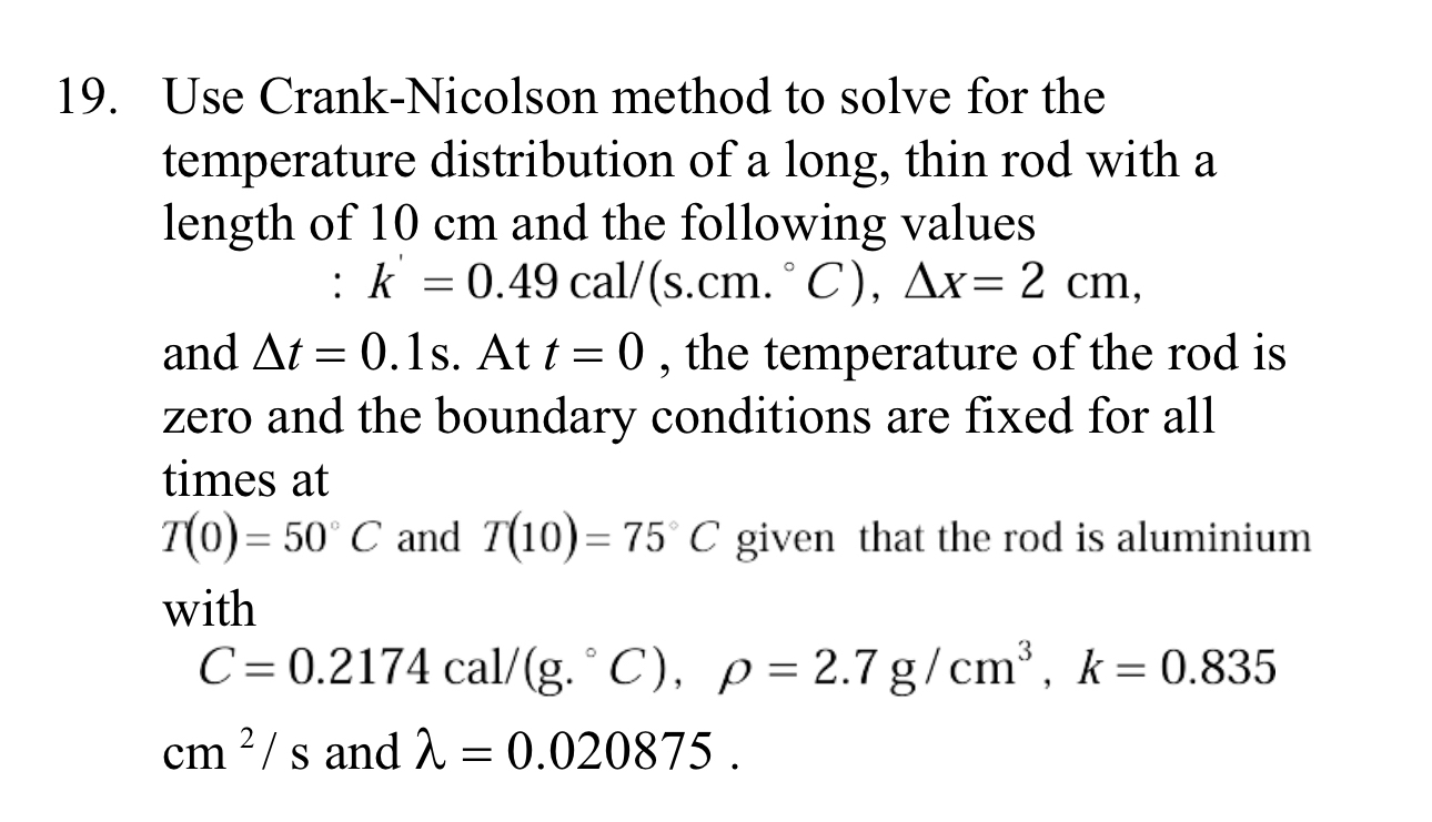 Solved Use Crank-Nicolson method to solve for thetemperature | Chegg.com