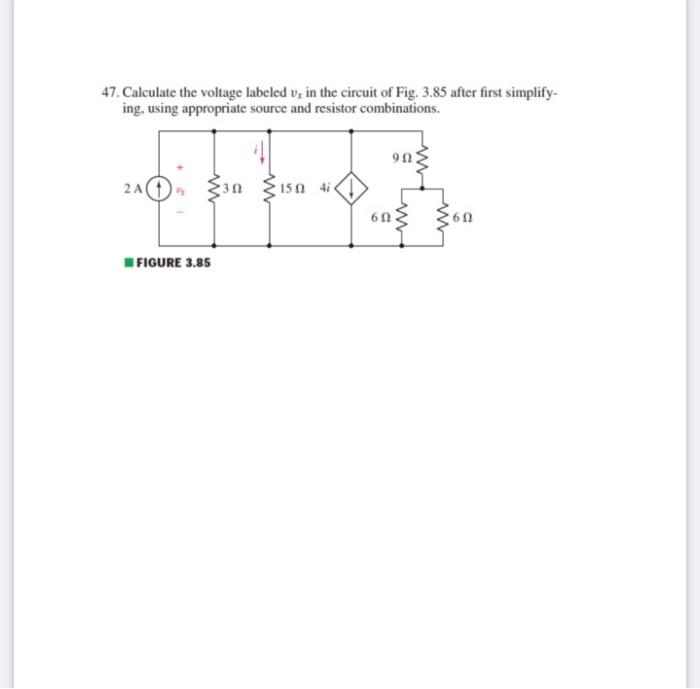 Solved 47. Calculate the voltage labeled vr in the circuit | Chegg.com