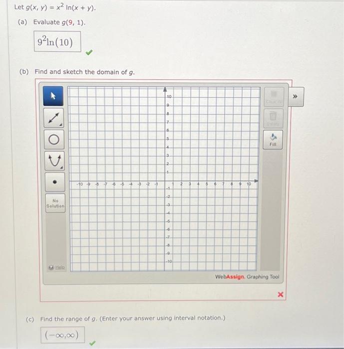 Solved Let g(x, y) = x² In(x + y). (a) Evaluate g(9, 1). | Chegg.com