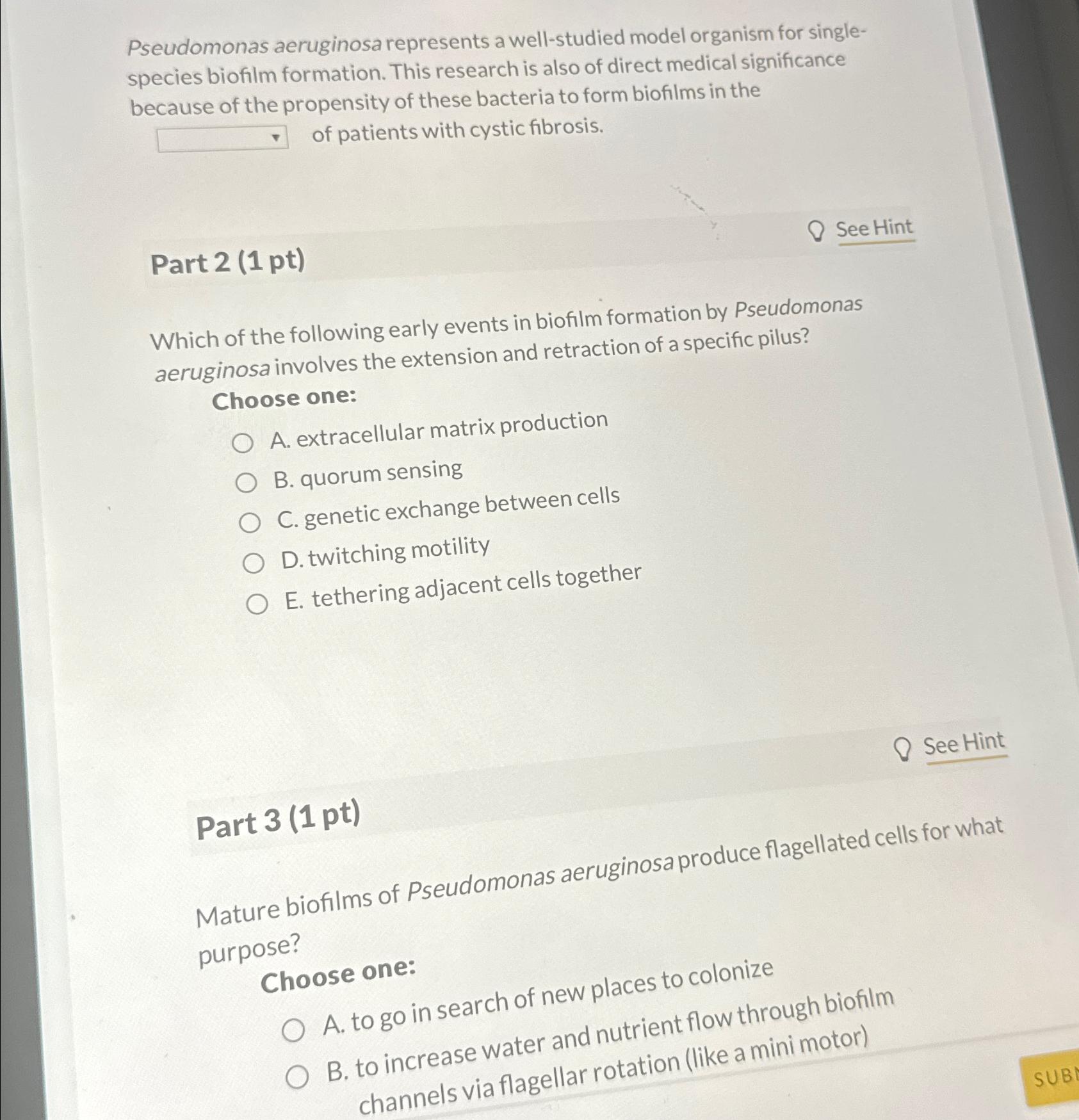 Solved Pseudomonas aeruginosa represents a well-studied | Chegg.com