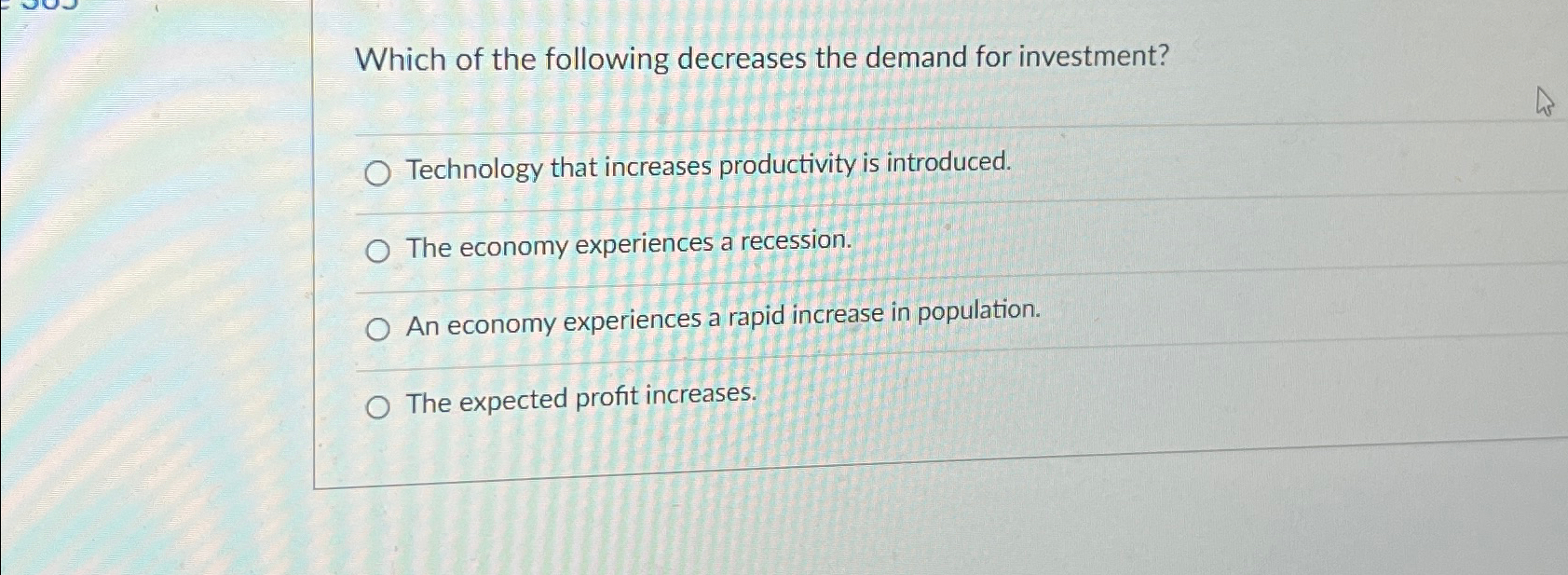 Solved Which of the following decreases the demand for | Chegg.com