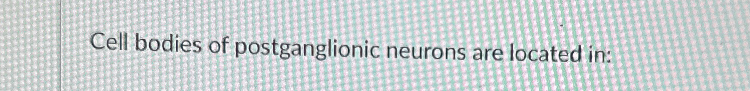Solved Cell bodies of postganglionic neurons are located in: | Chegg.com