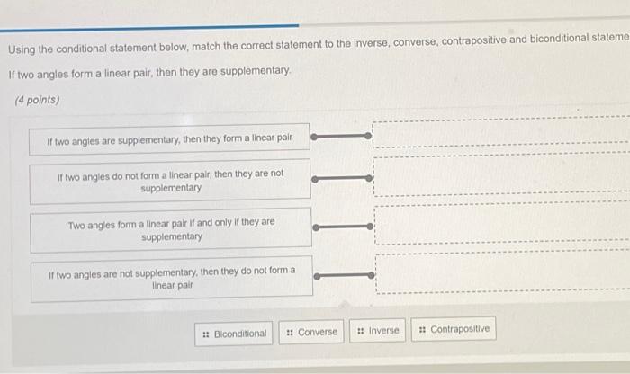 Solved Using the conditional statement below, match the | Chegg.com
