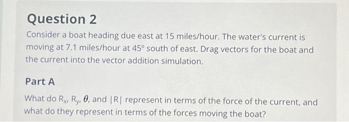 Solved Question 2 Consider a boat heading due east at 15 | Chegg.com