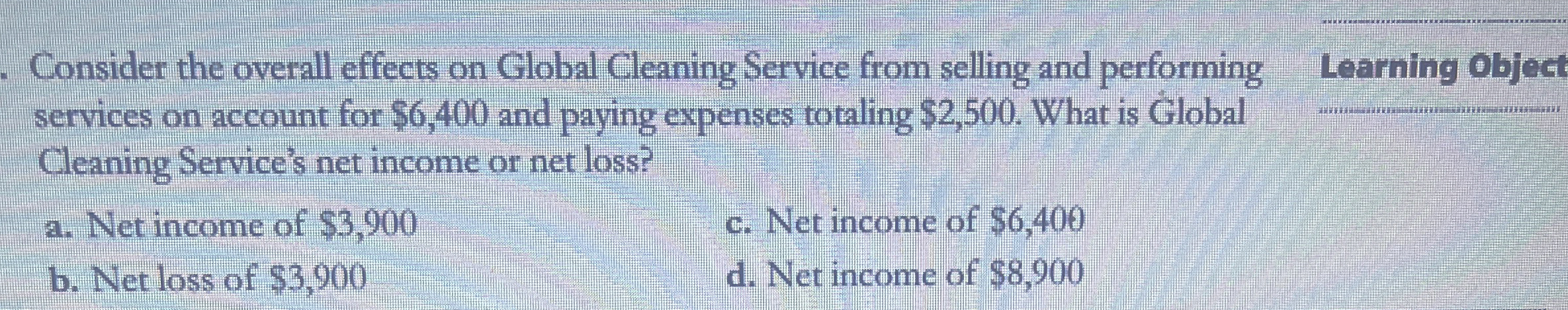 Solved Consider the overall effects on Global Cleaning | Chegg.com