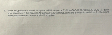 Solved What polypeptide is coded for by the mRNA sequence | Chegg.com